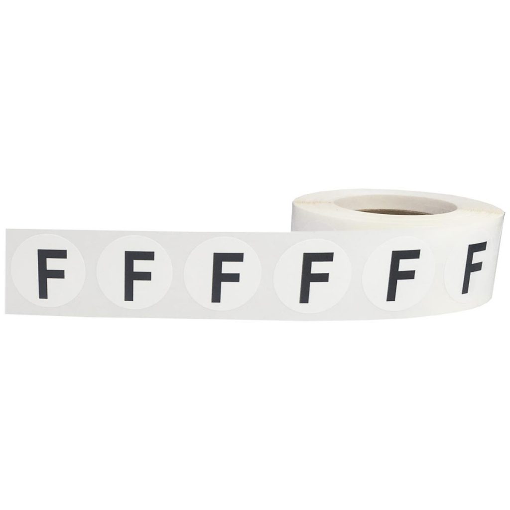Letter F Stickers 3/4" Round | InStockLabels.com