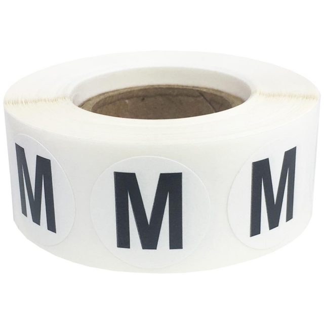 Letter M Stickers 3/4" Round | InStockLabels.com