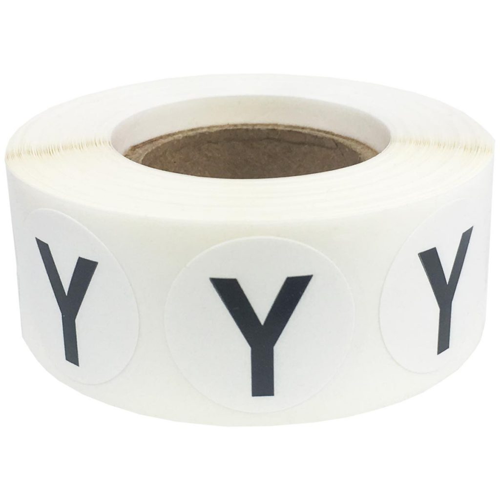 Letter Y Stickers 3/4" Round | InStockLabels.com