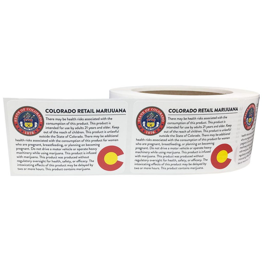 Colorado Retail Marijuana Health Risk Warning Labels 2" x 3 ...
