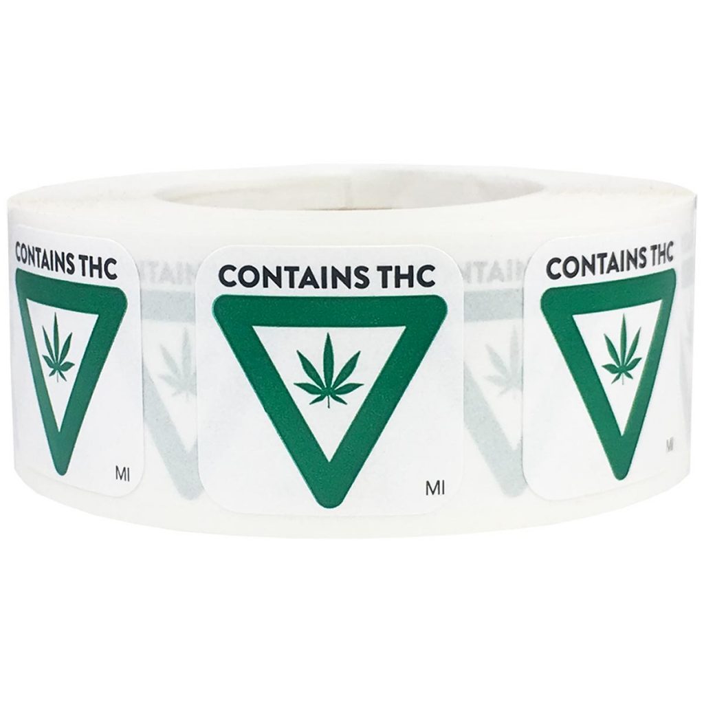 Michigan Contains THC Cannabis Warning Labels | InStockLabels.com