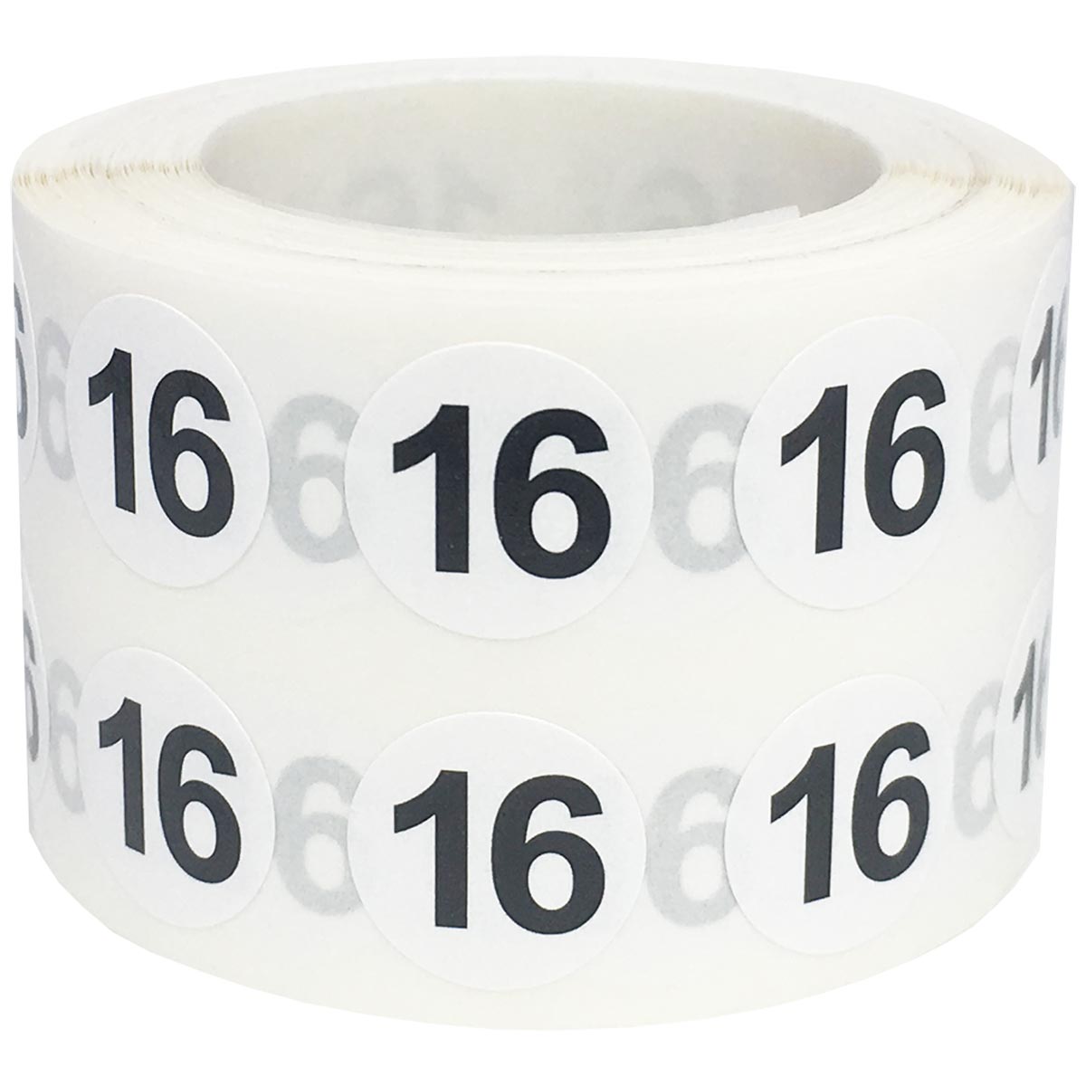 Small Number 16 Stickers 1/2" Round | InStockLabels.com