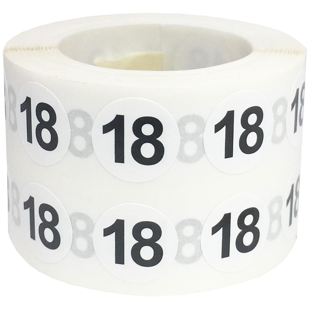 Small Number 18 Stickers 1/2" Round | InStockLabels.com