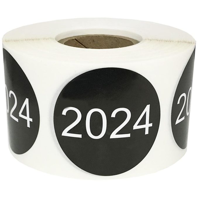 Large Year 2024 Stickers 1.5" Round | InStockLabels.com