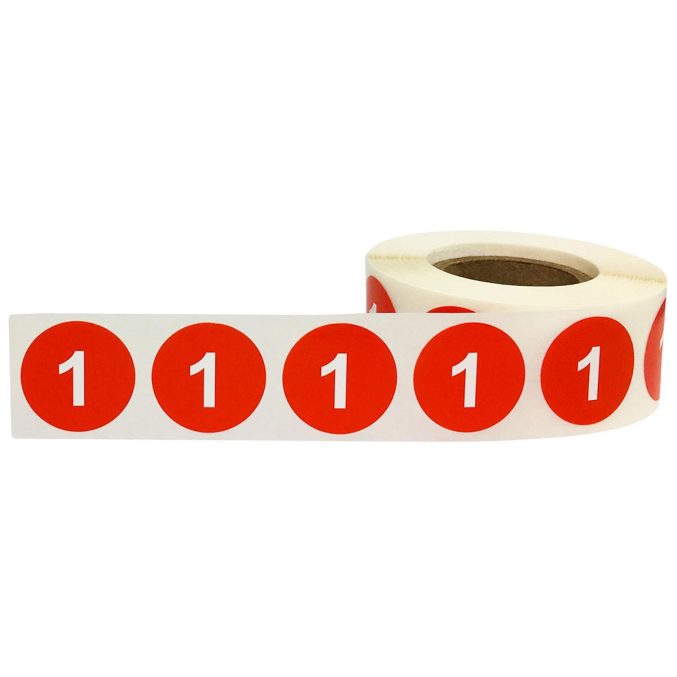 Color Coding Number 1 Stickers 3/4" | InStockLabels.com