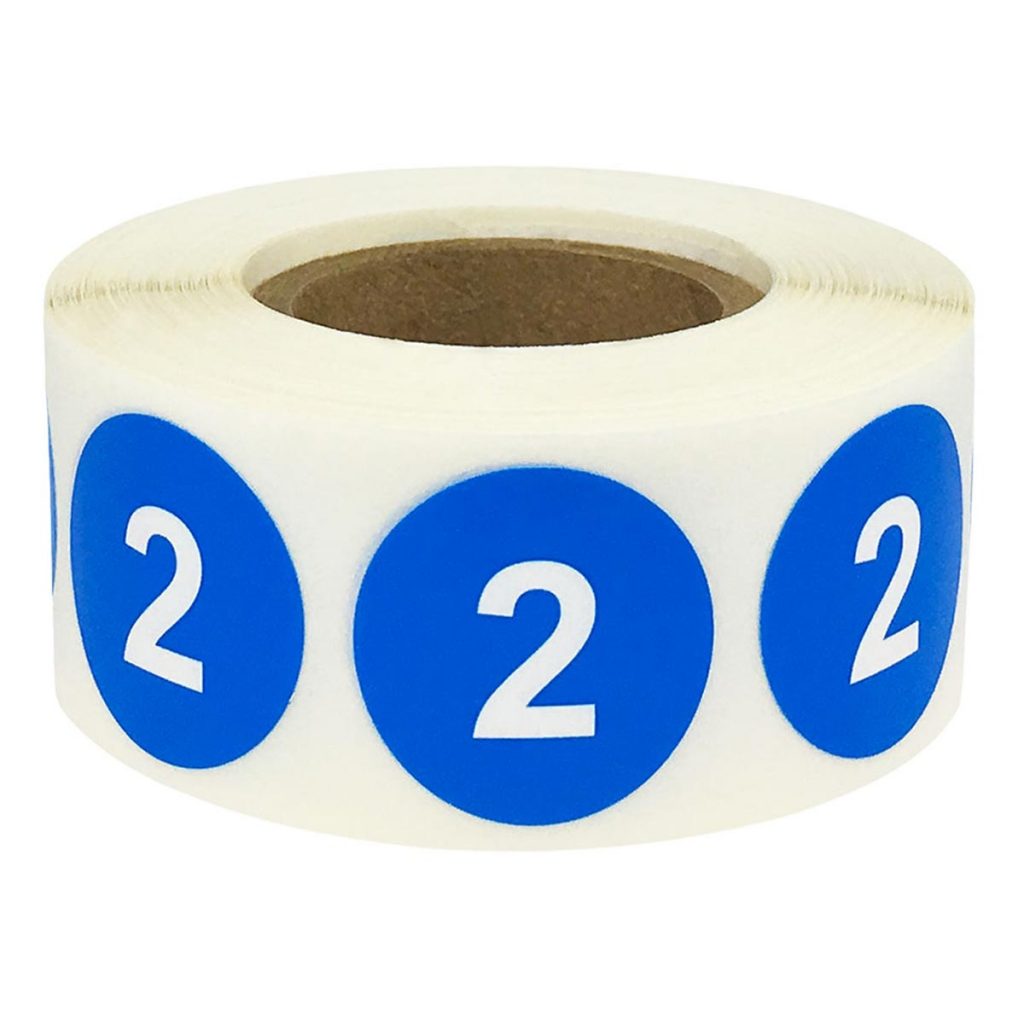 Color Coding Number 2 Stickers 3/4" | InStockLabels.com