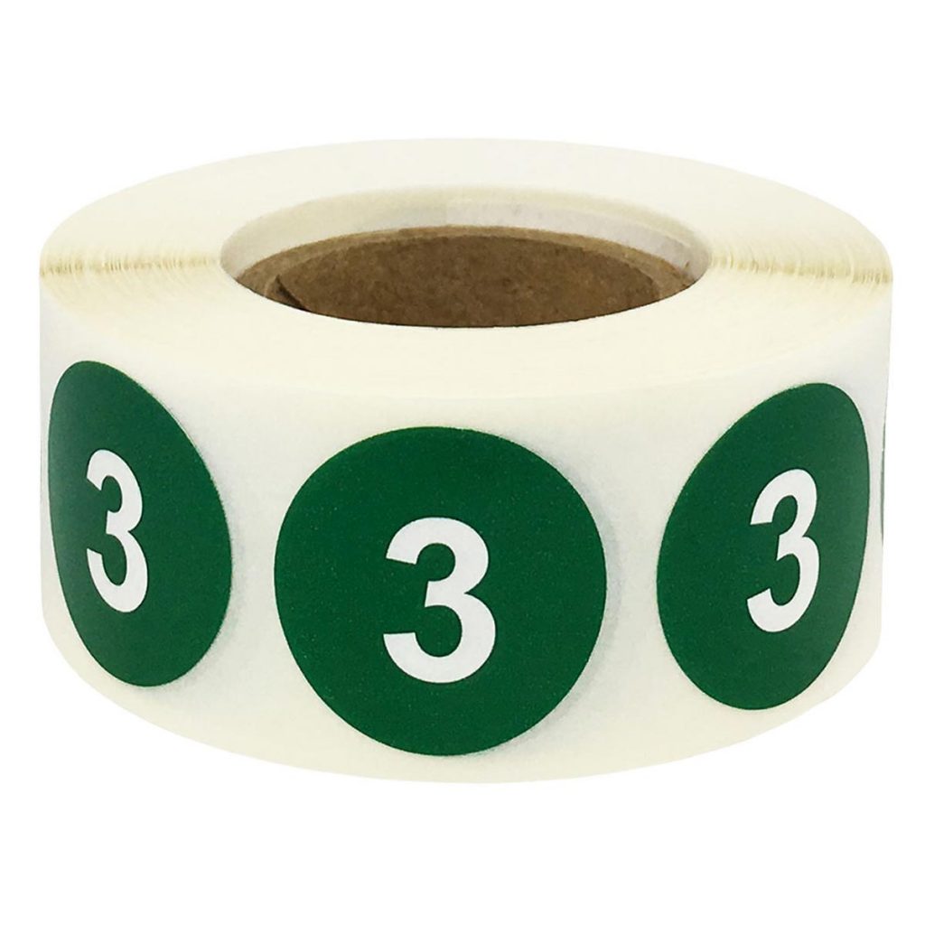Color Coding Number 3 Stickers 3/4" | InStockLabels.com