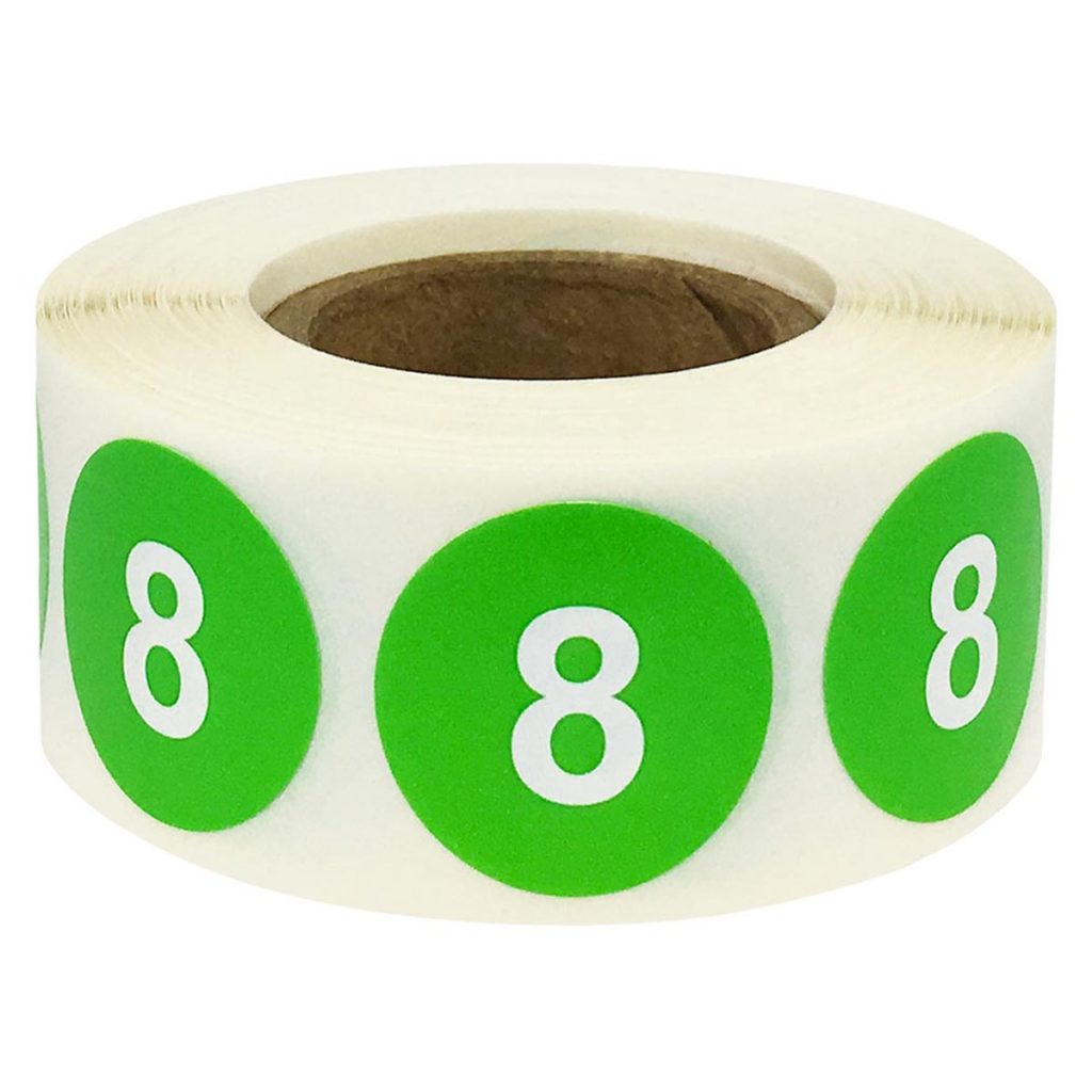 Color Coding Number 8 Stickers 3/4" | InStockLabels.com