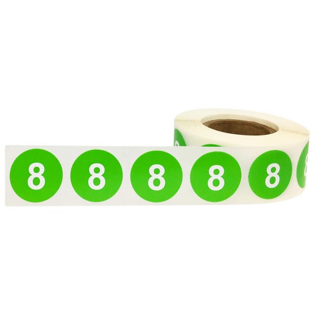 Color Coding Number 8 Stickers 3/4" | InStockLabels.com