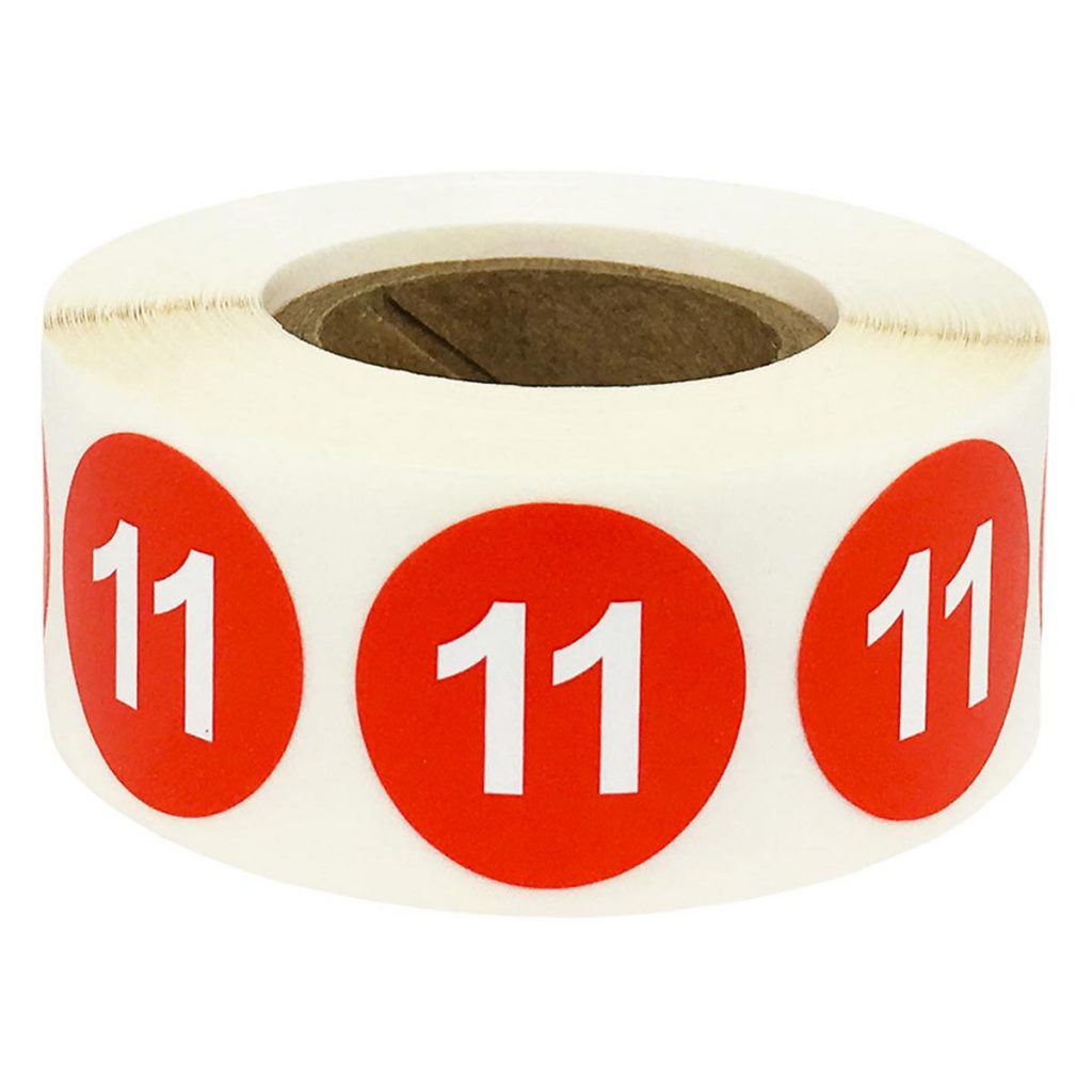 Color Coding Number 11 Stickers 3/4" | InStockLabels.com