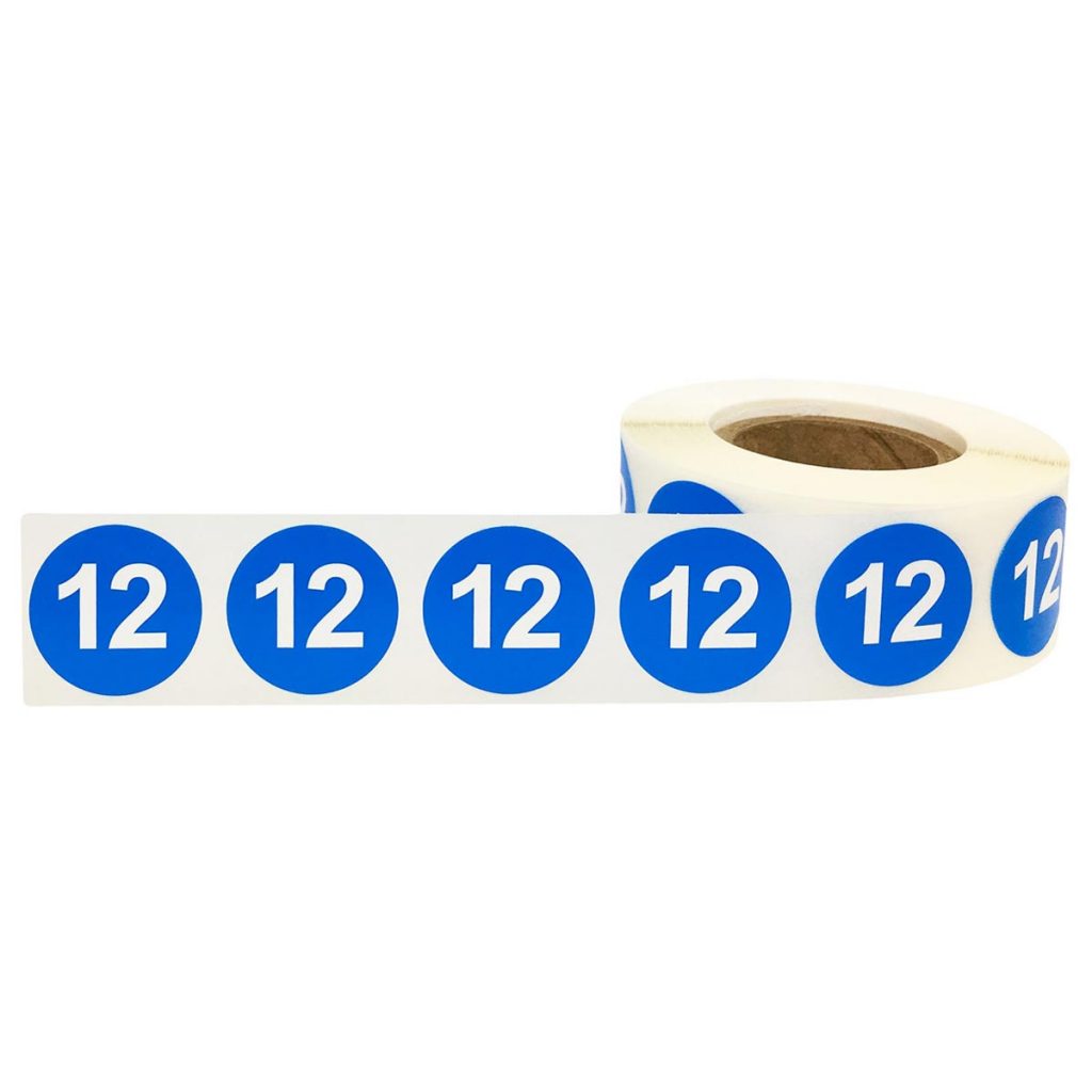 Color Coding Number 12 Stickers 3/4" | InStockLabels.com
