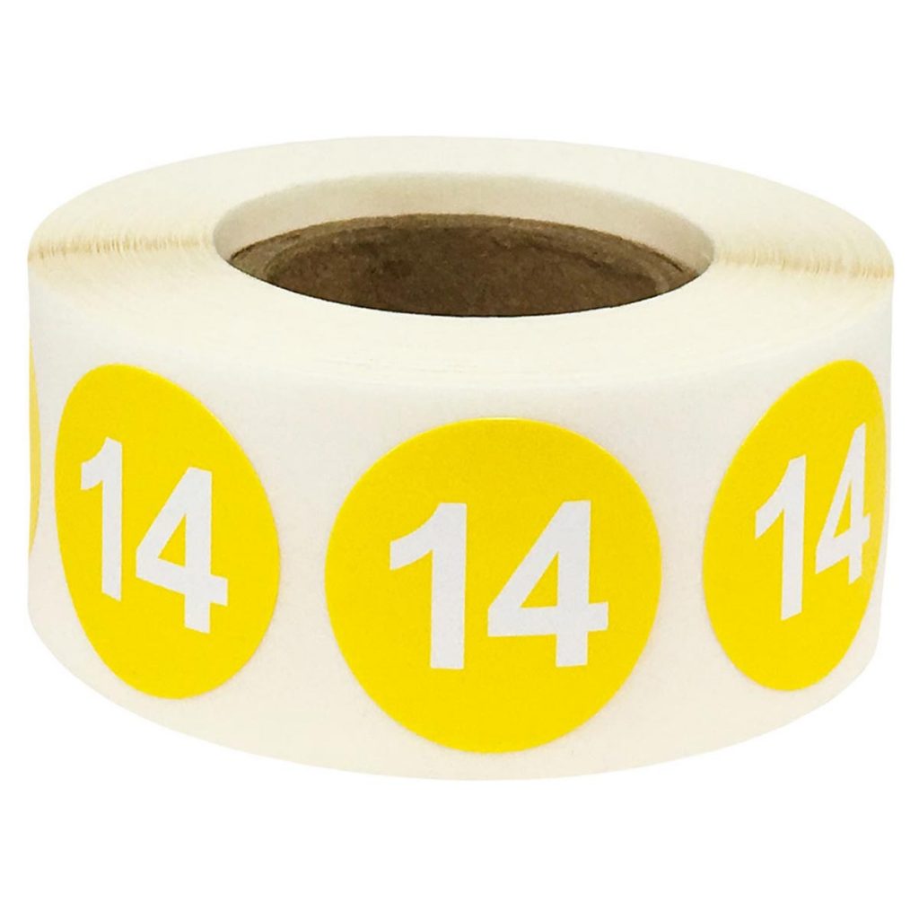 Color Coding Number 14 Stickers 3/4" | InStockLabels.com