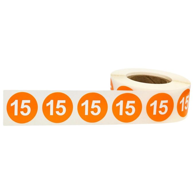 Color Coding Number 15 Stickers 3/4" | InStockLabels.com