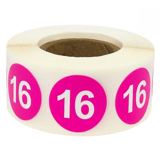 Color Coding Number 16 Stickers 3/4" | InStockLabels.com