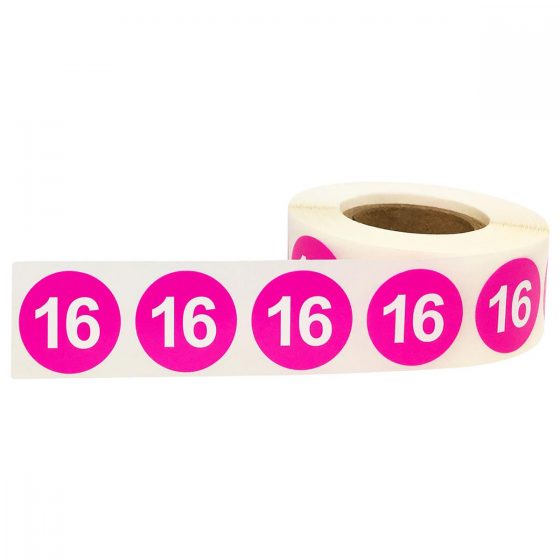 Color Coding Number 16 Stickers 3/4" | InStockLabels.com