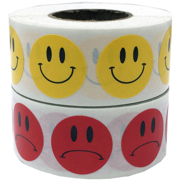 Smiley Face and Sad Face Stickers Combo Pack - InStockLabels.com