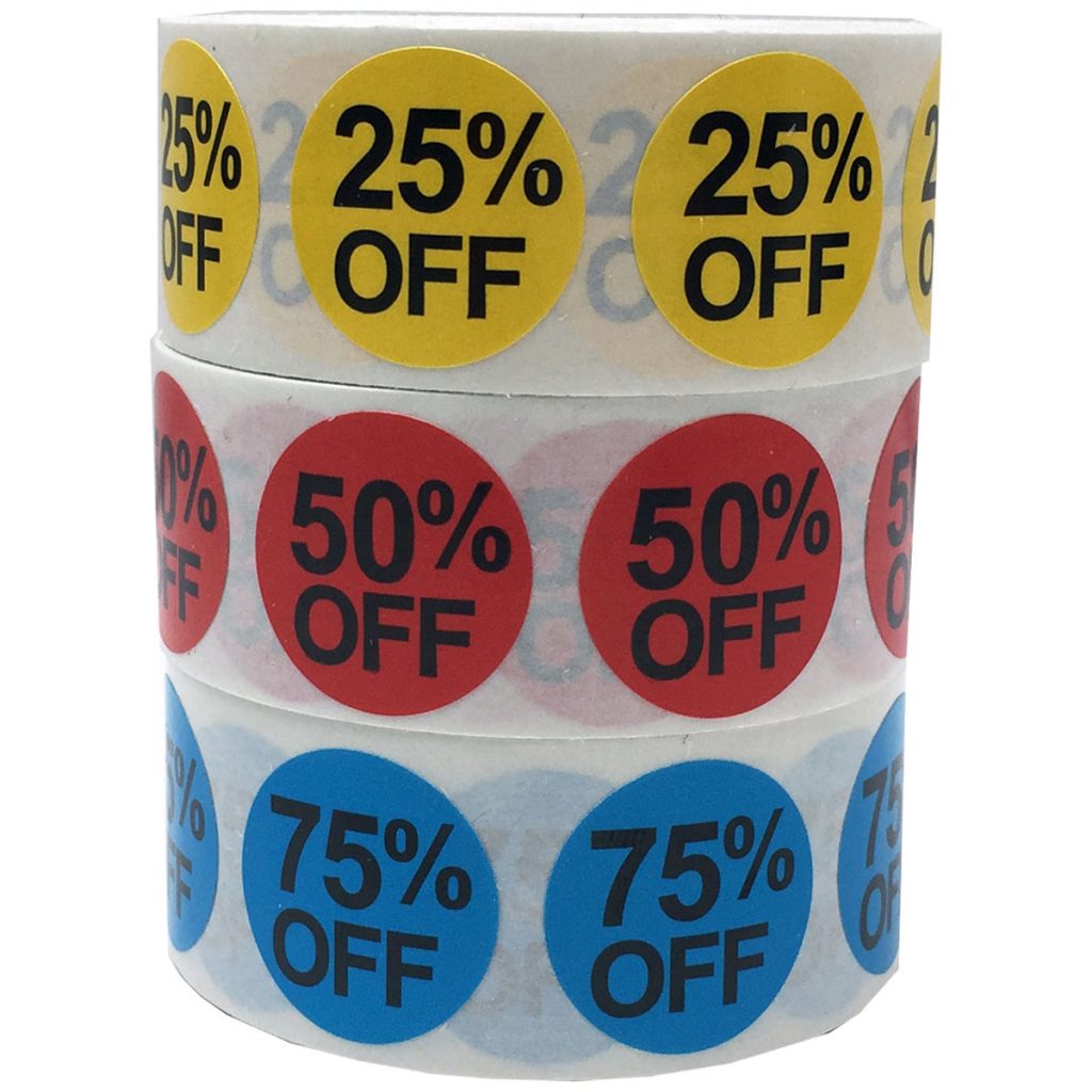 Percent Off Labels 3/4" Round | Retail Store Supplies | InStockLabels.com