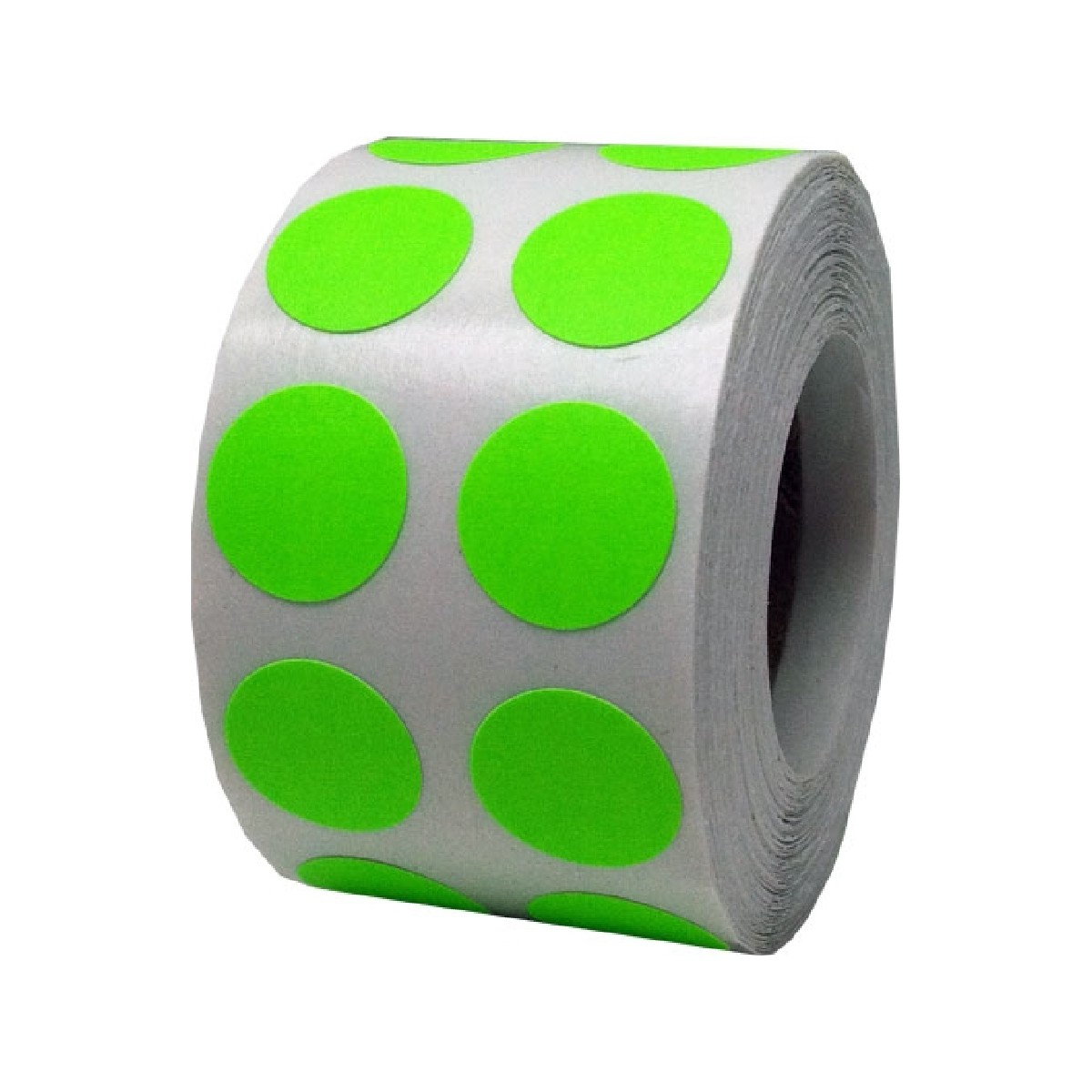 Small Fluorescent Green Dot Stickers 1/2" Round | In Stock Labels