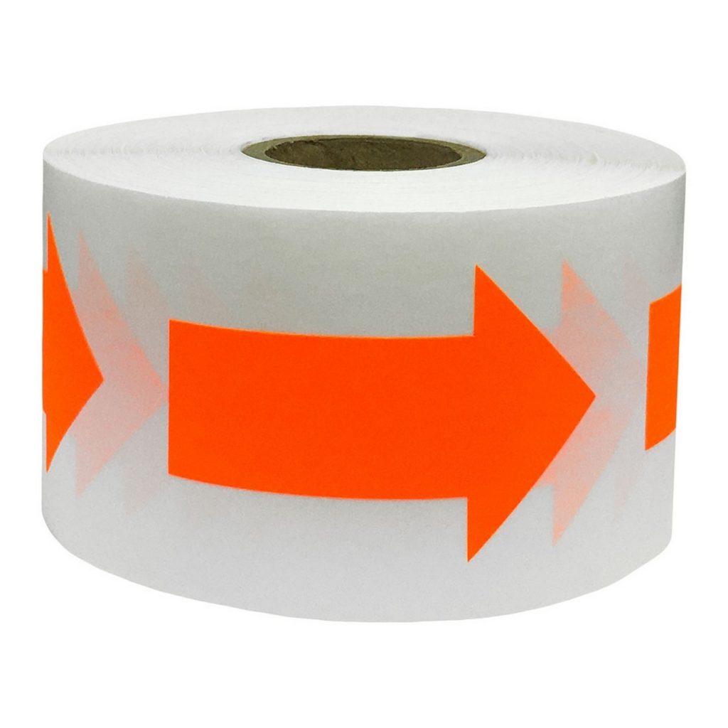 Colored Fluorescent Arrow Stickers 2" Inch | InStockLabels.com