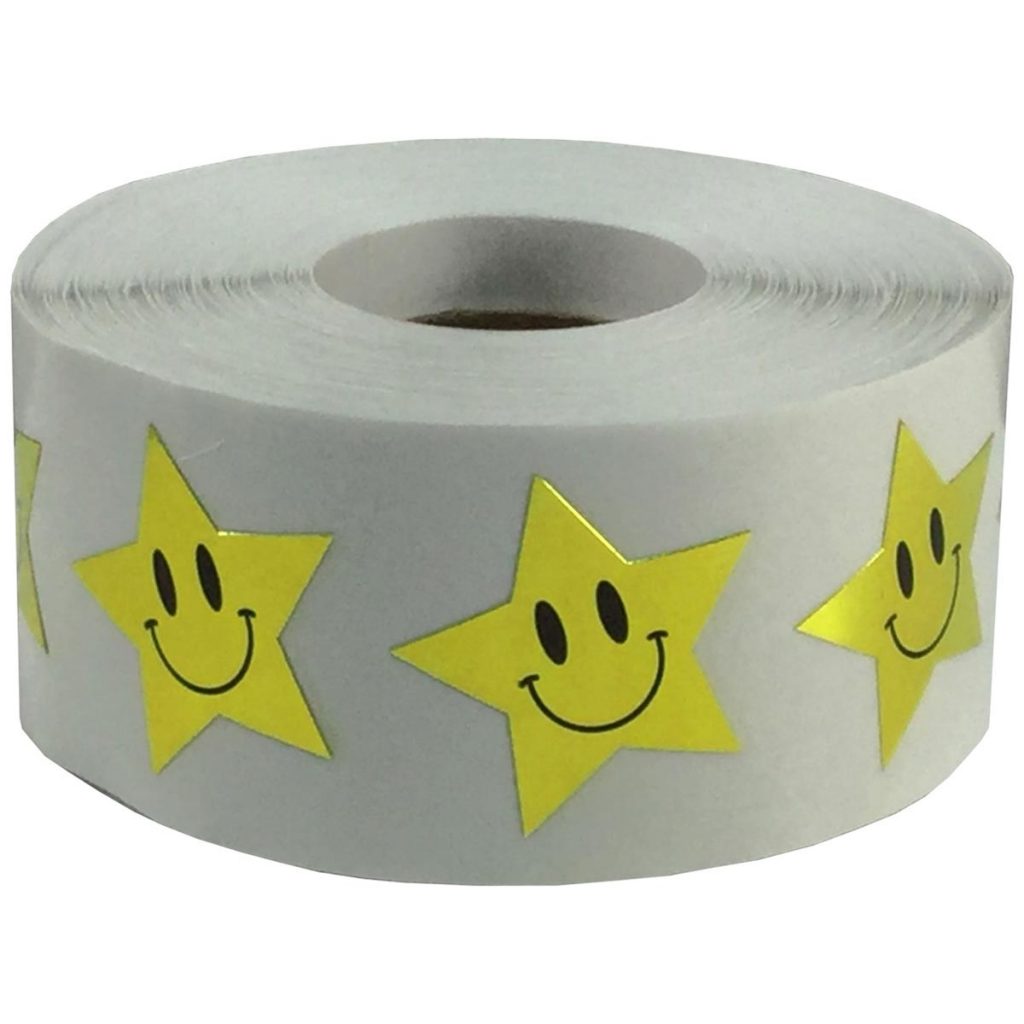 Gold Smiley Star Stickers 1" Inch | InstockLabels.com