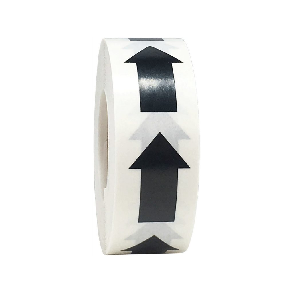 Black Arrow Shape Stickers | 1" | 500/Roll | InStockLabels.com