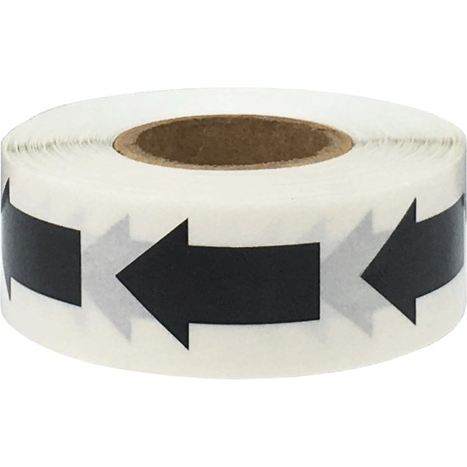 Black Arrow Shape Stickers | 1" | 500/Roll | InStockLabels.com