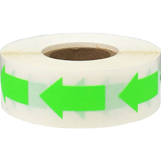 Fluorescent Arrow Stickers 1" Inch Shape | InStockLabels.com