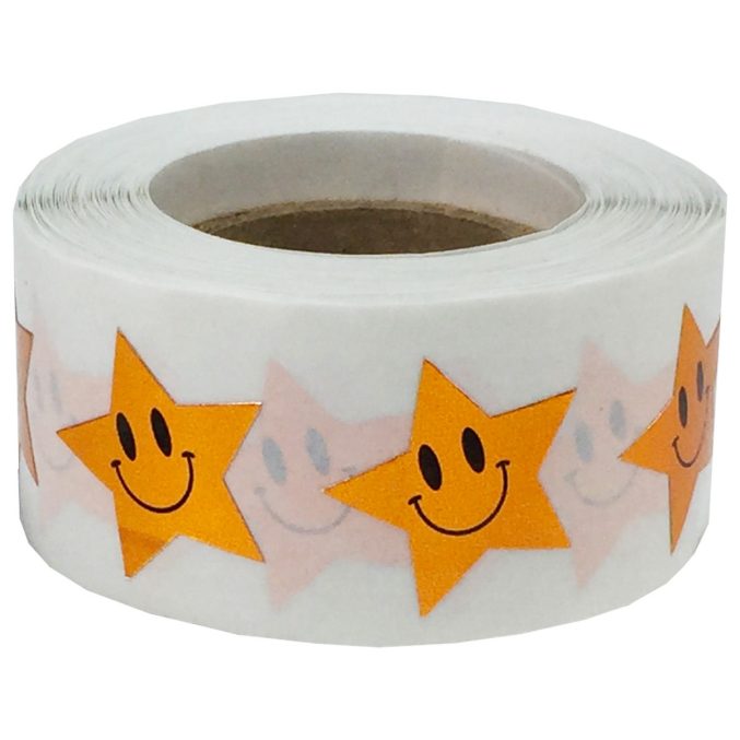 Bronze Smiley Star Stickers 3/4" Inch | InstockLabels.com