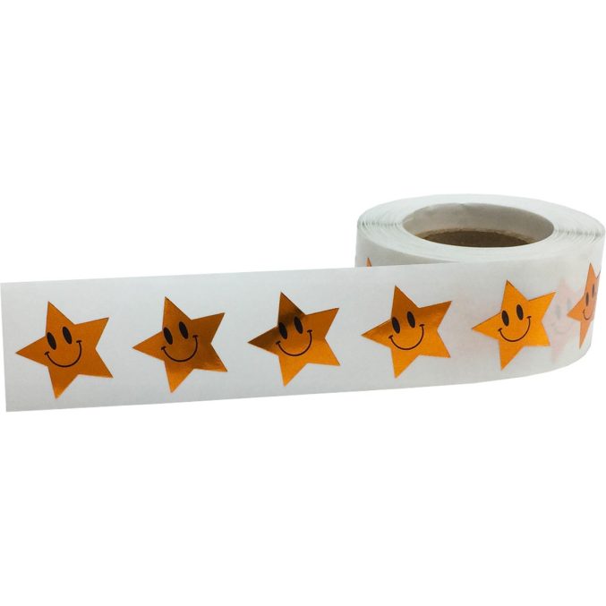Bronze Smiley Star Stickers 3/4" Inch | InstockLabels.com