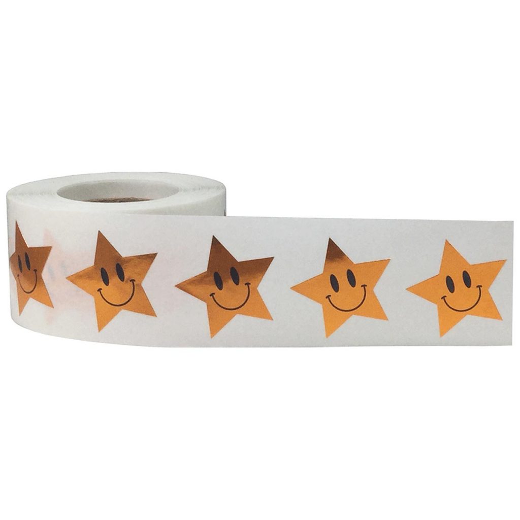 Bronze Smiley Star Stickers 1" Inch | InstockLabels.com