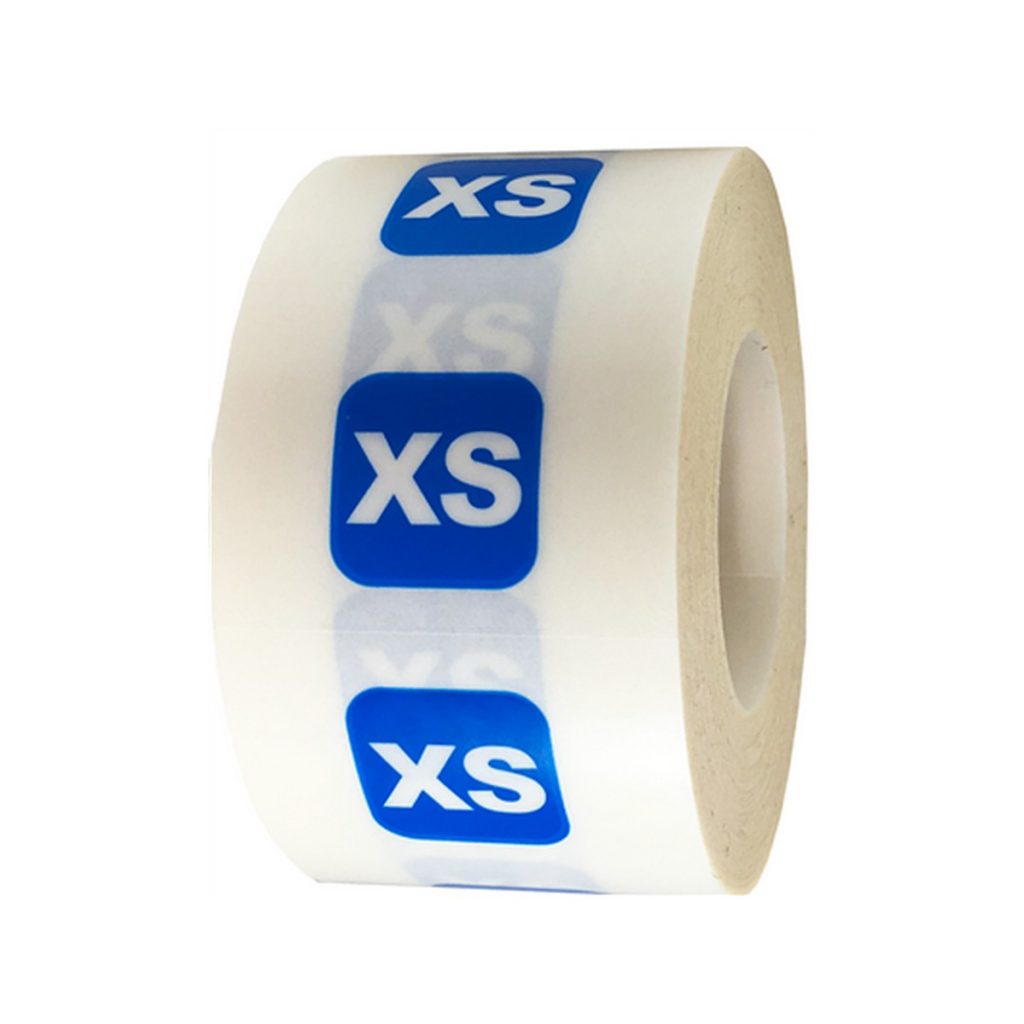 Ultra Clear Colored Size Strip Labels for Shirts | InStockLabels.com
