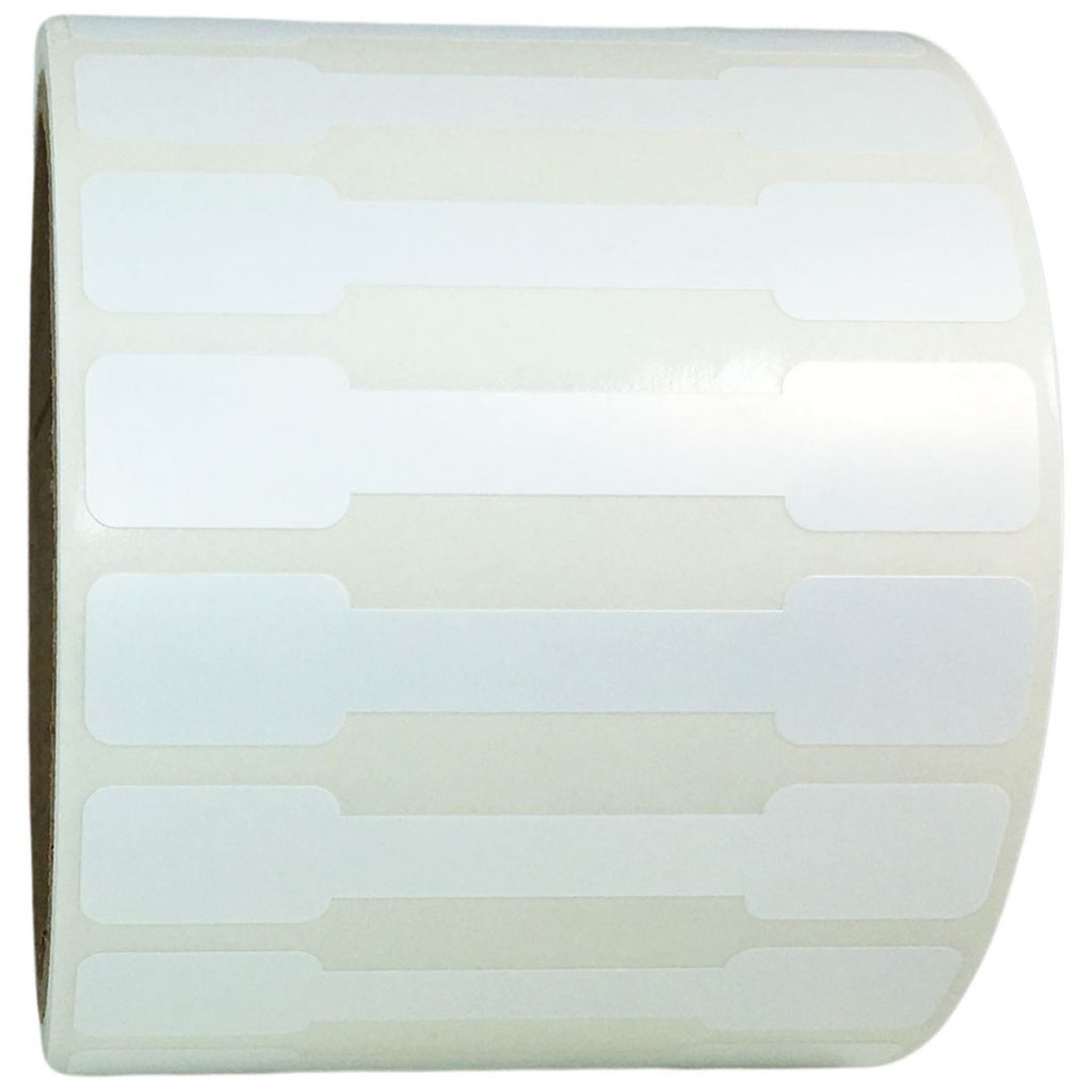 White Barbell Label Seals For Tamper Protection | InStockLabels.com