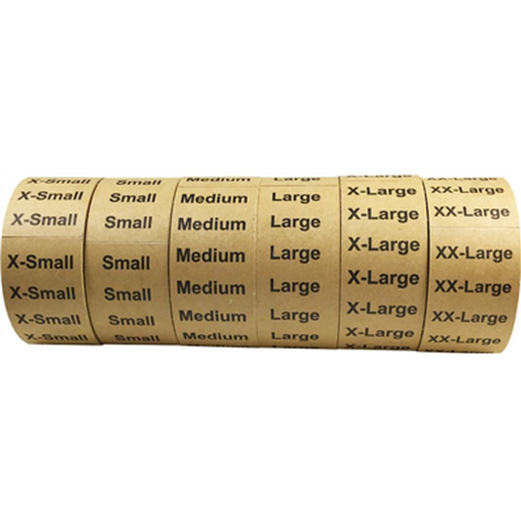 Kraft Size Labels for Shirts Bulk Pack 1.25" x 5" | InStockLabels.com