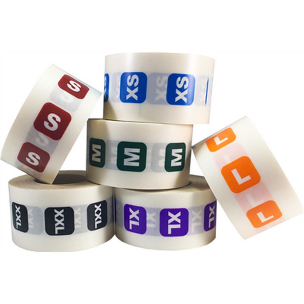 Colored Size Strip Labels for Shirts 1.25" x 5" | InStockLabels.com