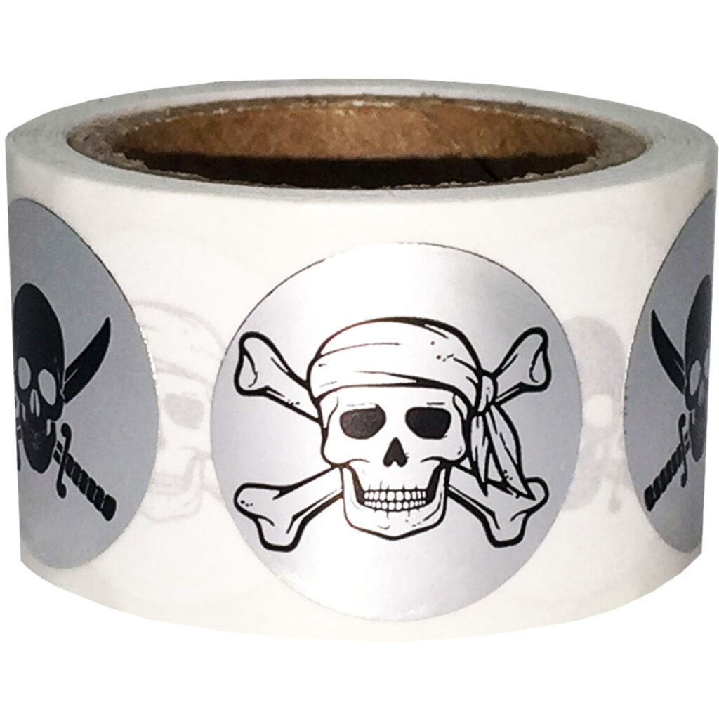 Skull Crossbones Stickers 3/4" Round - InStockLabels.com