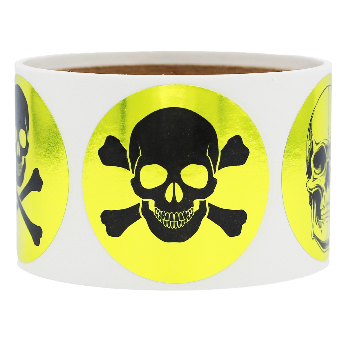 Silver Skull Stickers 2" Round - InStockLabels.com
