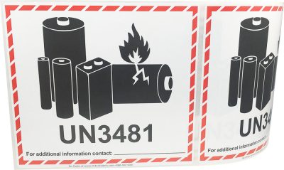 Laminated Lithium Ion Battery UN3481 D.O.T. Labels | InStockLabels.com