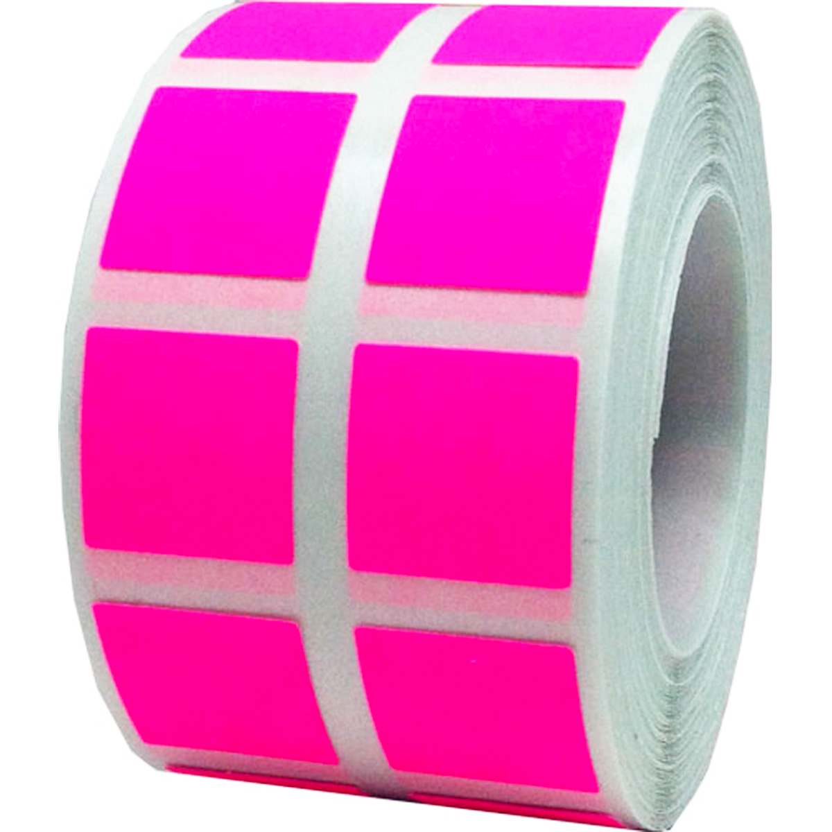 Small Fluorescent Pink Colored Square Stickers 1/2" | InStockLabels.com