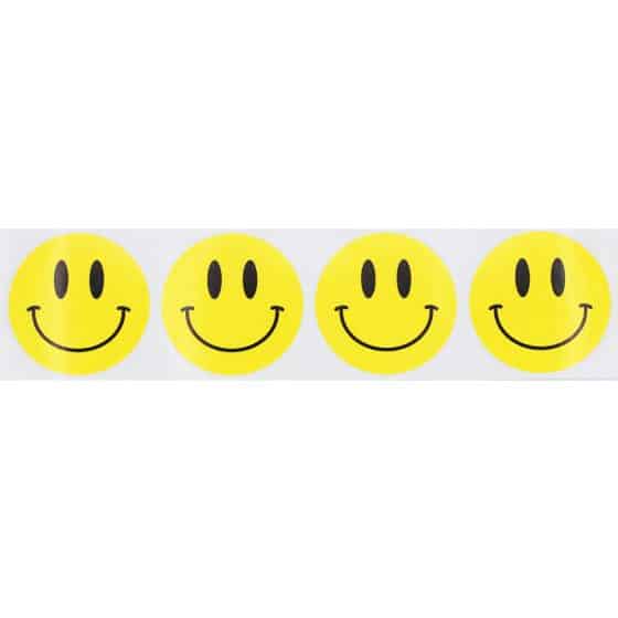 Yellow Smiley Face Stickers 2" Round | InStockLabels.com