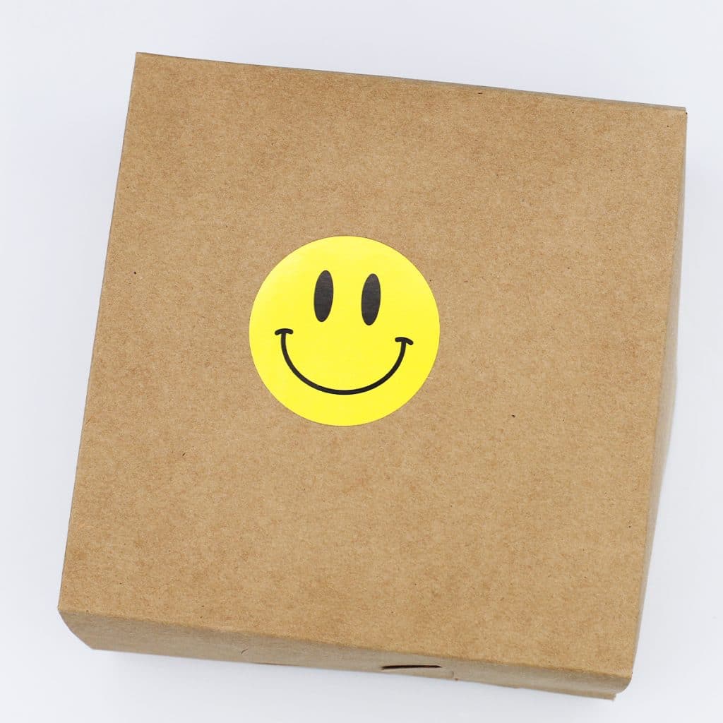 Yellow Smiley Face Stickers 2" Round | InStockLabels.com