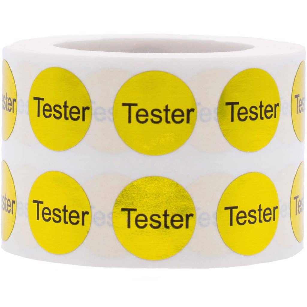 Small Gold Foil Tester Stickers 1/2" Round | InStockLabels.com