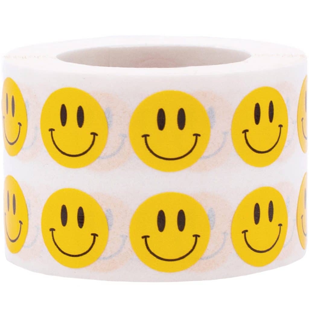 Small Yellow Smiley Face Stickers 1/2" | InStockLabels.com