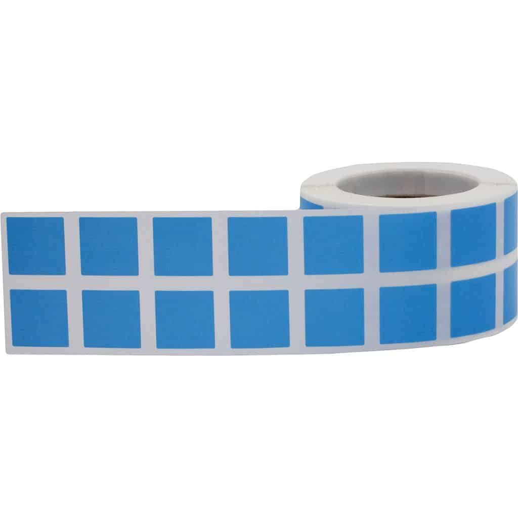 Small Light Blue Colored Square Stickers 1/2" | InStockLabels.com