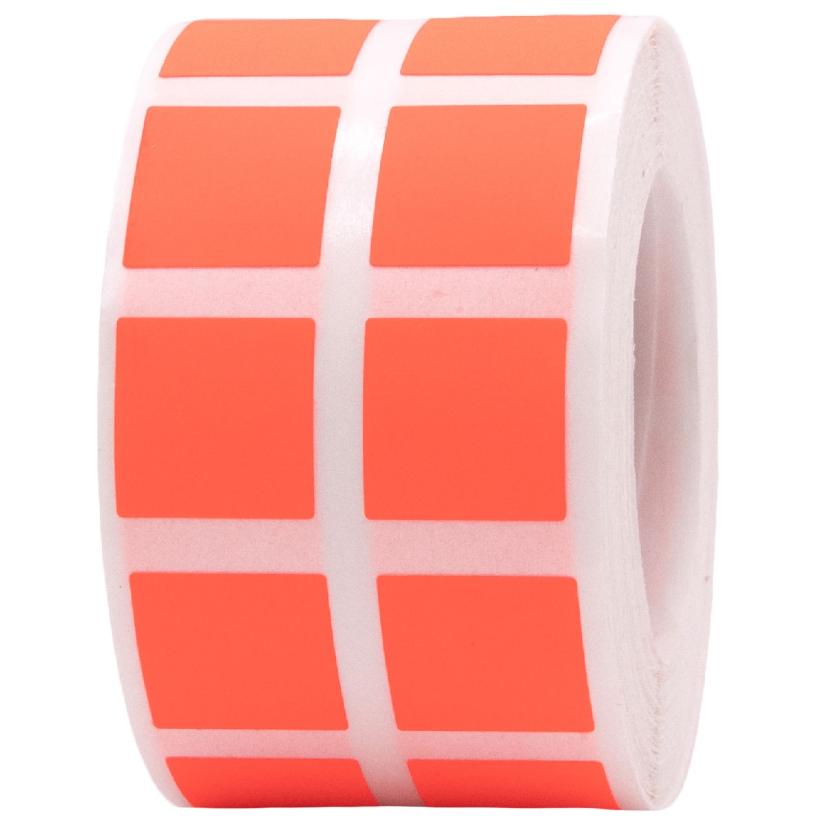 Small Fluorescent Red Colored Square Stickers 1/2" | InStockLabels.com