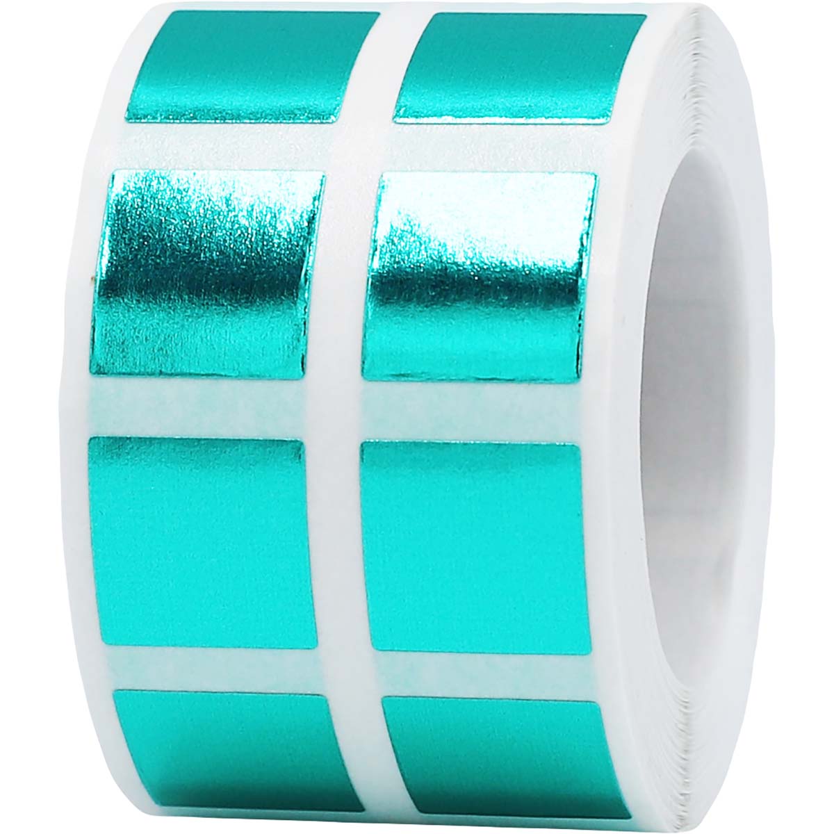 Small Metallic Green Colored Square Stickers 1/2" | InStockLabels.com