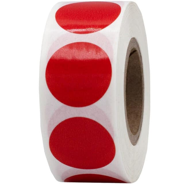 Transparent Red Labels 3/4" Round | InstockLabels.com