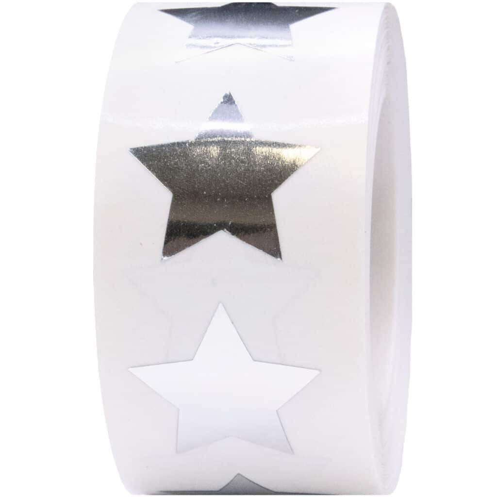 Silver Star Stickers 3/4" Inch | InstockLabels.com