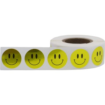 Metallic Gold Smiley Face Stickers 3/4" | InStockLabels.com