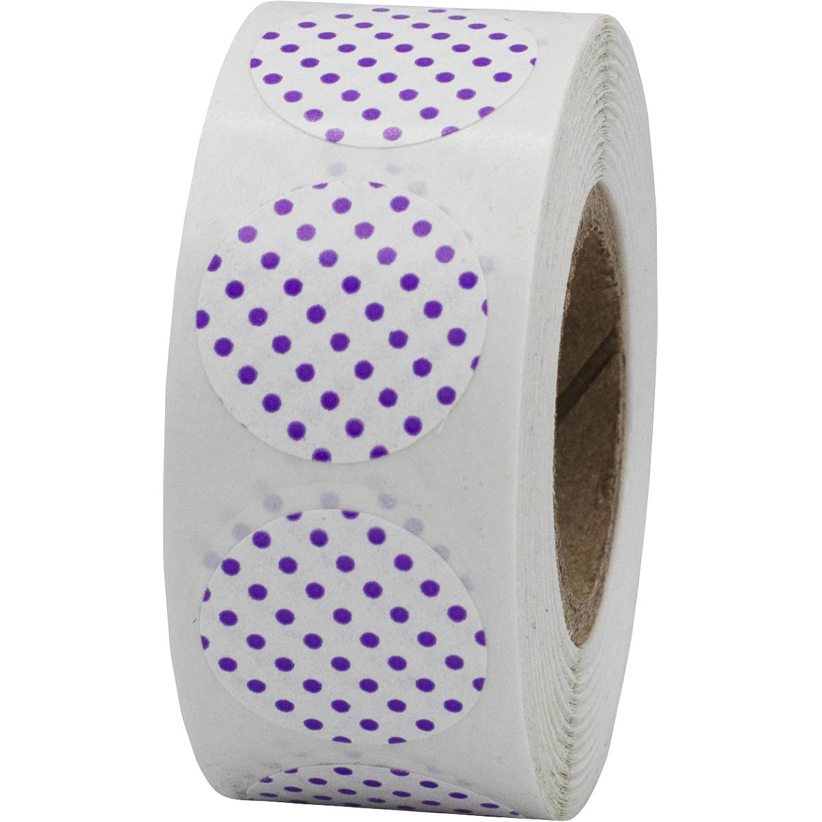 3/4" Inch Round White With Purple Polka Dot Labels | InStockLabels.com