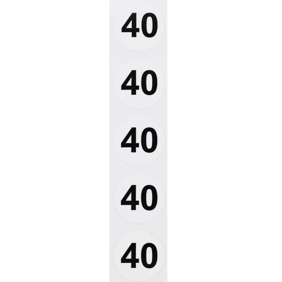 White Number 40 Stickers 3/4" | InStockLabels.com
